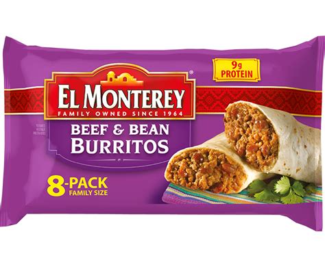Beef And Bean Frozen Burritos Burritos El Monterey