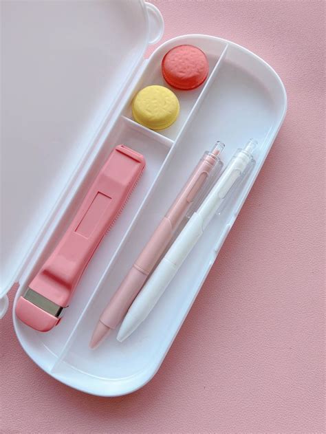 곰 필통 귀여운 필통 핑크 화이트 플라스틱 펜 케이스 파우치 에이블리 Stationery