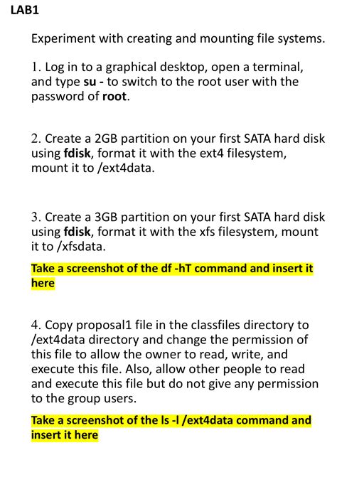 Solved Experiment With Creating And Mounting File Systems Chegg Com