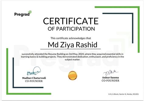 Ziya Rashid On Linkedin I Have Completed Cirtificate In Resume Building 👨‍💻🤝