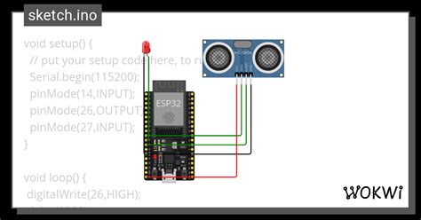 Ultra Sonic Sensor With Led Light Wokwi Esp32 Stm32 Arduino Simulator
