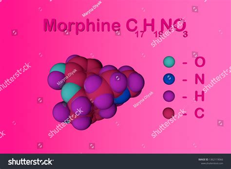 Structural Chemical Formula Molecular Model Morphine Stockillustration