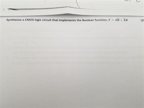 solved synthesize a cmos logic circuit that implements the