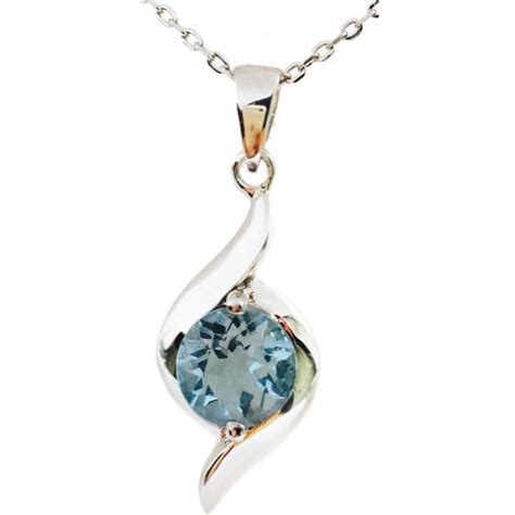 Swiss Blue Topaz Pendant Necklace In 925 Sterling Silver