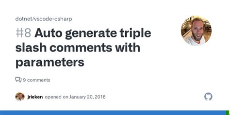 Auto Generate Triple Slash Comments With Parameters · Issue 8 · Dotnetvscode Csharp · Github