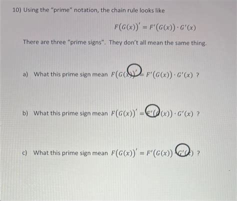 Solved 10 Using The Prime Notation The Chain Rule Looks
