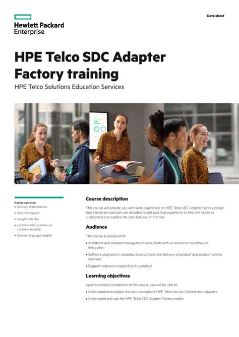 Hpe Telco Sdc Adapter Factory Training