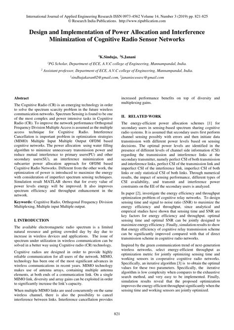 Pdf Design And Implementation Of Power Allocation And Interference Minimization Of Cognitive