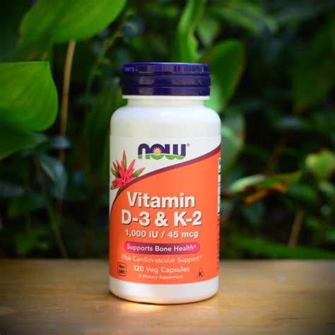 Vitamin D3 And K2 Mk 4 1000 Iu 45 Mcg 120 Veg Capsules Now Foods