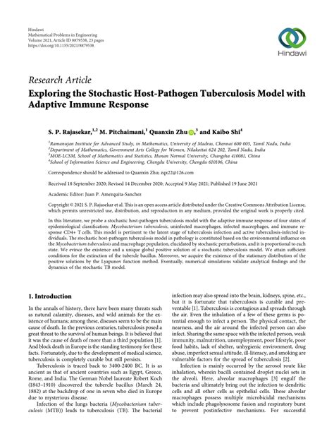 Pdf Exploring The Stochastic Host Pathogen Tuberculosis Model With Adaptive Immune Response