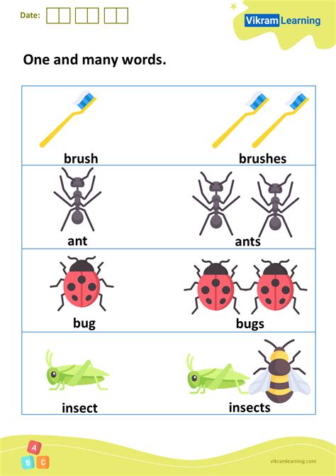 Download One And Many Words Worksheets