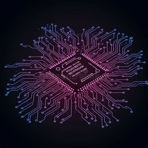 A Central Microchip Is Depicted With Numerous Circuitry Paths Extending