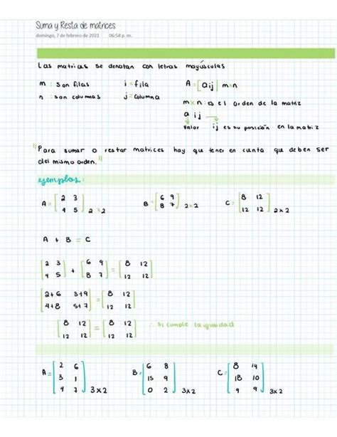 Suma y Resta de matrices Cómo hacerlo Matemáticas