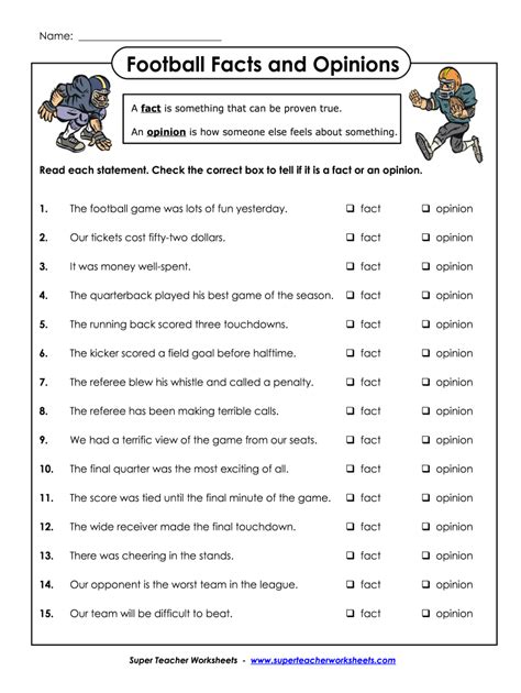 Fact And Opinion Worksheets