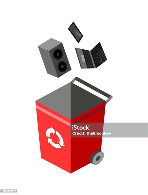 분류할 수 있는 쓰레기 수 있습니다 재활용 요소 전자 폐기물 쓰레기가있는 컬러 쓰레기통 쓰레기 캔에 폐기물의 분리 폐기물 관리 개념 0명에 대한 스톡 벡터 아트 및 기타
