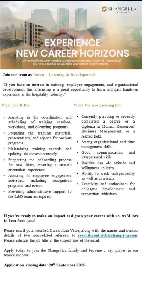 Internship Learning And Development Jobseekerlk