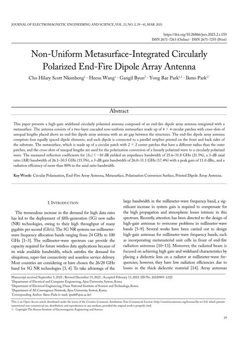 pdf non uniform metasurface integrated circularly polarized end fire