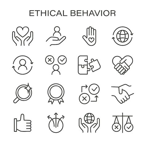 Premium Vector Ethical Behavior Set Principles Of Integrity And Fairness In Actions Trust And