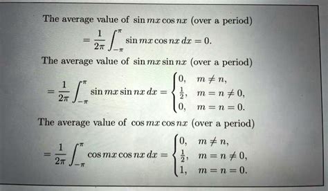 The Average Value Of Sin Mx Cos Nt Over Period Sin M Cos Nx Dx 0 2t The