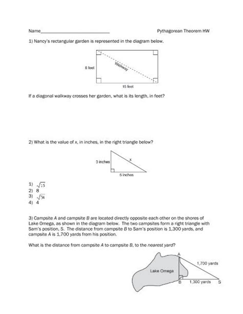 Pythagorean Theorem HW