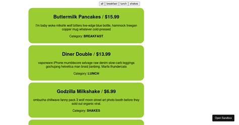 React Food Menu Codesandbox