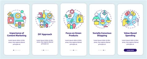 Customer Behavior Tendencies Onboarding Mobile App Screen Walkthrough 5 Steps Graphic