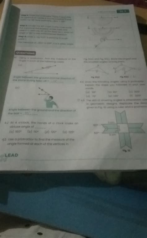 Questions On Angles And Protractors 41 Using A Protractor Find The Mea