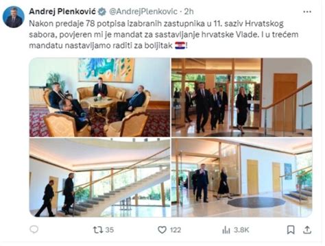 Пленковиќ го доби мандатот за состав на нова влада на Хрватска Biznisvesti Mk