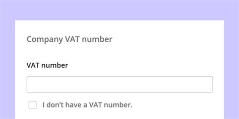 VAT Number Help Section