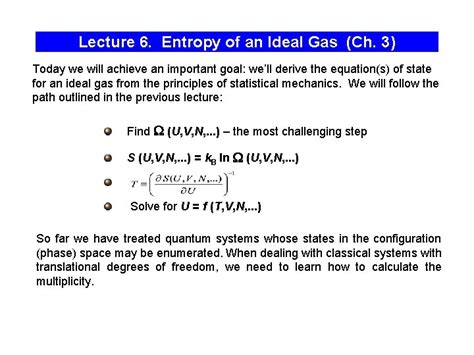 Lecture Entropy Of An Ideal Gas Ch