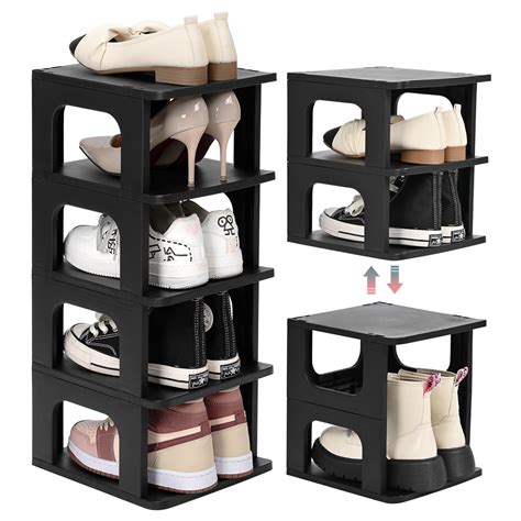 Small Shoe Rack 5 Tier Vertical Shoe Rack Flexible Assembly Diy