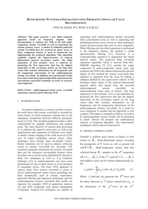 Pdf Blind Seismic Wavefield Separation Using Frequency Singular Value Decomposition