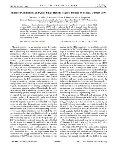 Pdf Enhanced Confinement And Quasi Single Helicity Regimes Induced By Poloidal Current Drive