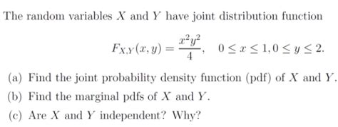 Solved The Random Variables X ﻿and Y ﻿have Joint