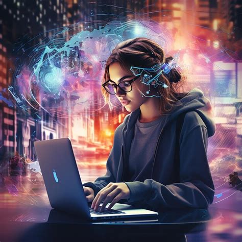 Premium Ai Image Person Using Laptop Technology And Mobility Concept