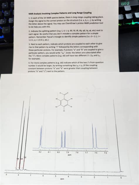 Solved Nmr Analysis Involving Complex Patterns And Long