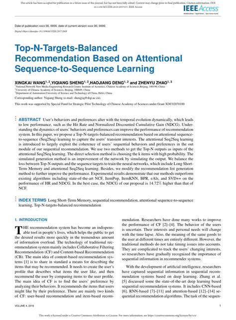 Pdf Top N Targets Balanced Recommendation Based On Attentional