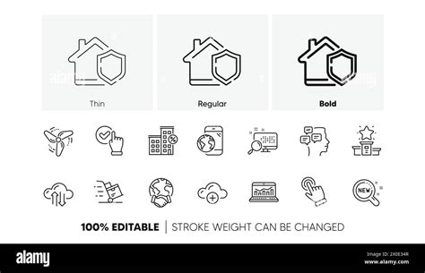 Checkbox Loan House And Cloud Computing Line Icons For Web App