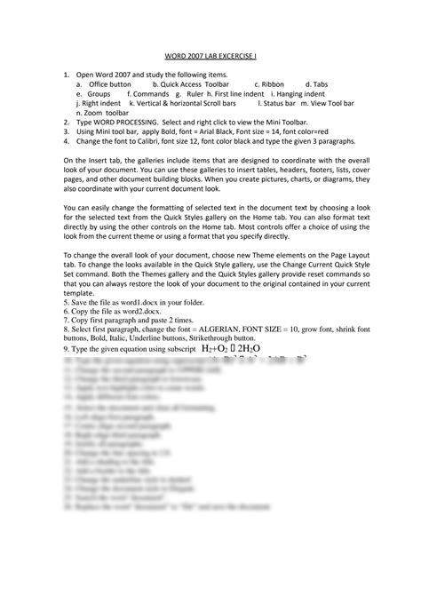 Solution Microsoft Word Lab Exercises Practical Questions With