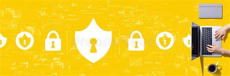 Cyber Security Theme With Person Using A Laptop Stock Image Image Of Concept Office 195397139