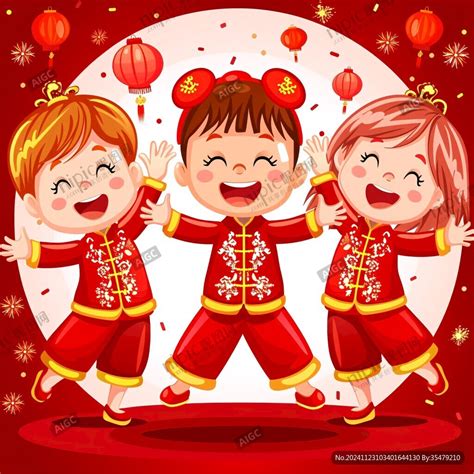 ai创作图儿童恭贺新春 小朋友拜年 新年儿童插画 喜庆小孩 春节儿童放鞭炮贺图 卡通拜年娃娃插画 喜庆人物插画 新年喜庆人物 拜年卡通插画
