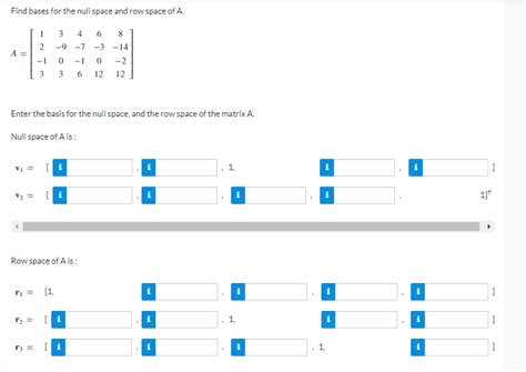 solved find bases for the null space and row space of a 1 3