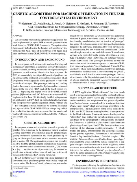 pdf genetic algorithms for machine optimization in the fair control