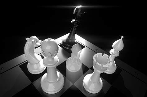 다른 흰색 체스 조각의 배경에 체스 판 클로즈업에 3d 검은 체스 조각 0명에 대한 스톡 사진 및 기타 이미지 0명 3차원 형태 개념 Istock