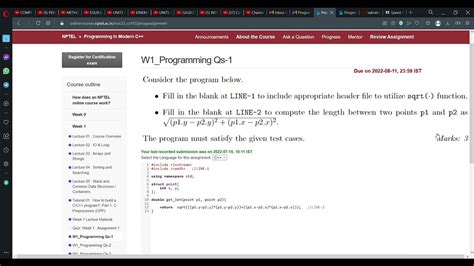nptel programming in modern c week1 w1 programming qs 1