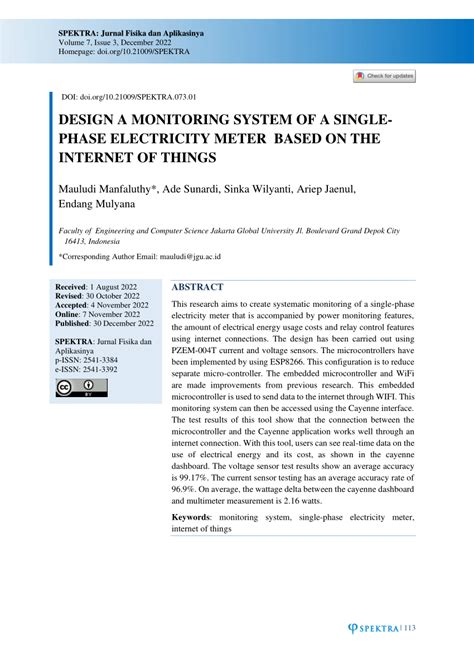 Pdf Design A Monitoring System Of A Single Phase Electricity Meter