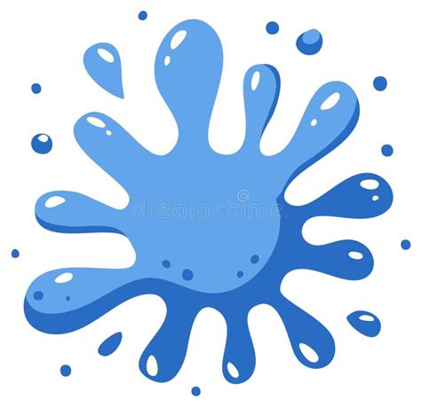 Blue Water Splash With Droplets Cartoon Style Illustration Stock