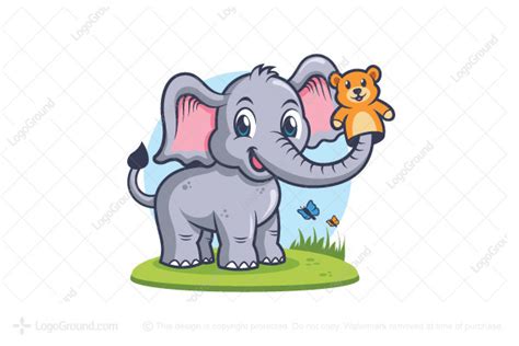 Elephant Puppet Cartoon Logo