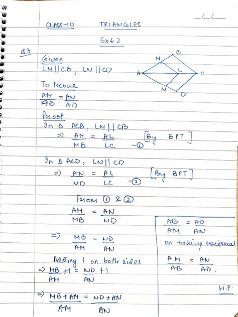 Triangles Solutions Class 10 Pdf