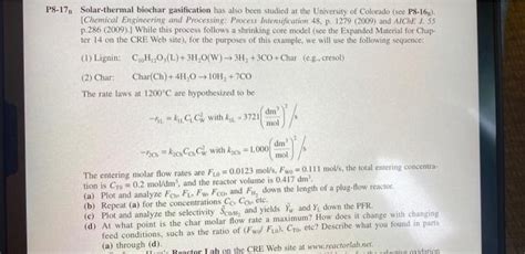 Solved Solar Thermal Biochar Gasification Has Also Been